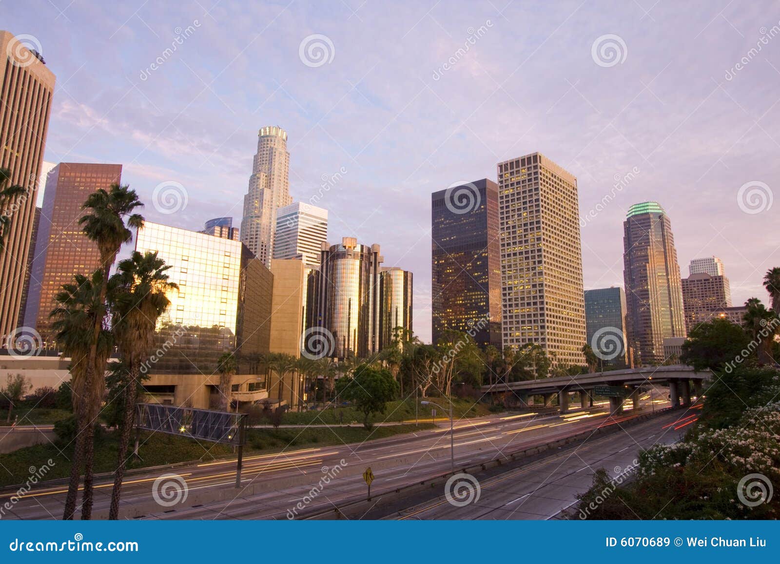 Los Angeles city at sunset stock image. Image of architecture - 6070689