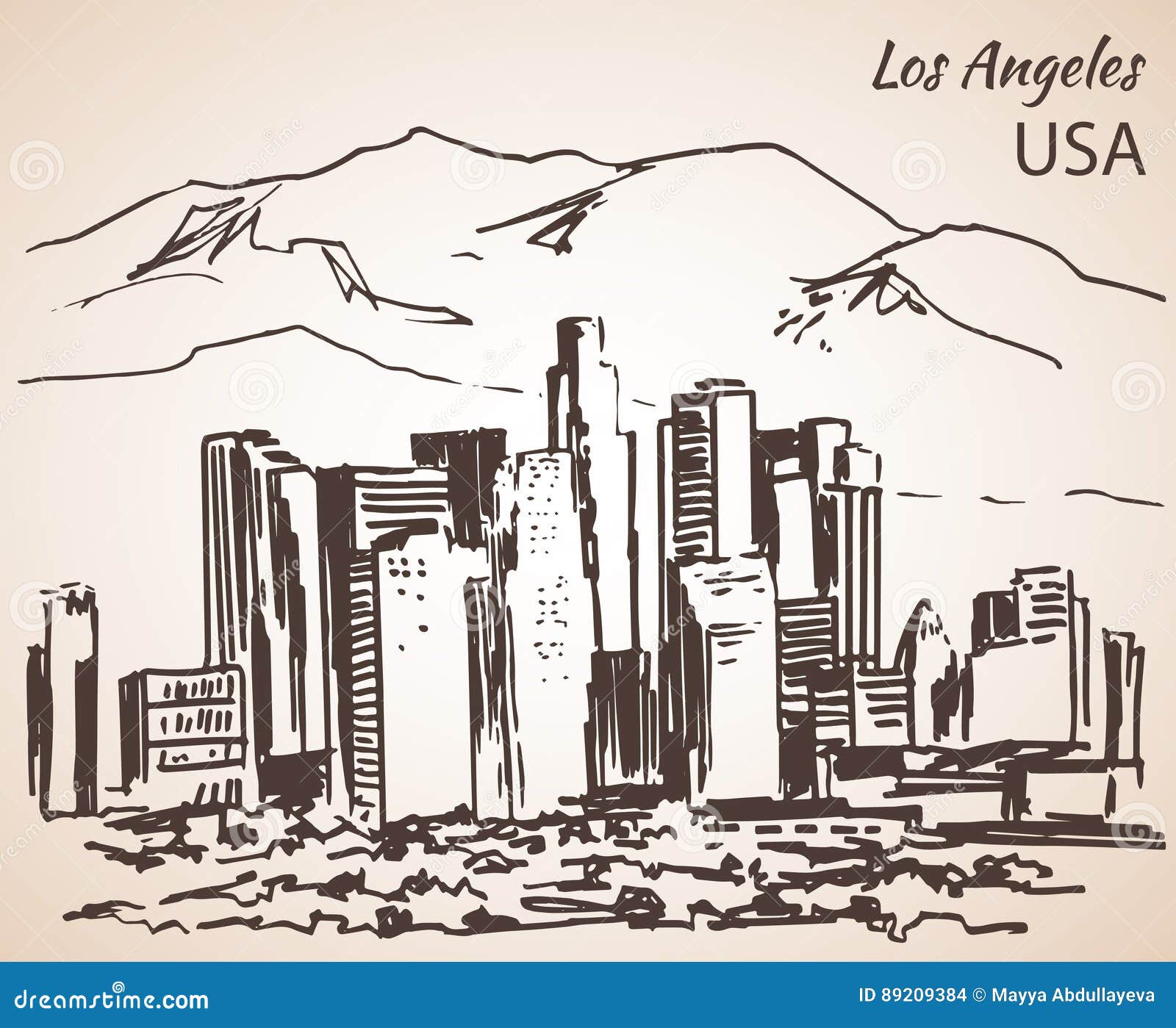 Los Angeles Skyline Drawing