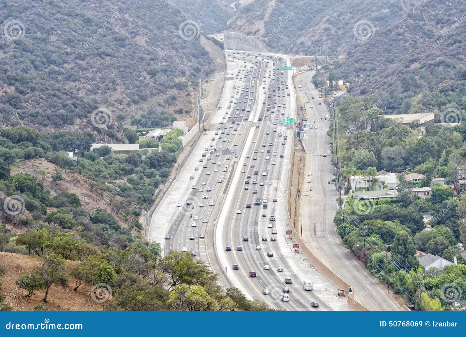 Los Angeles Congested Highway Stock Image - Image of carpool, slow ...