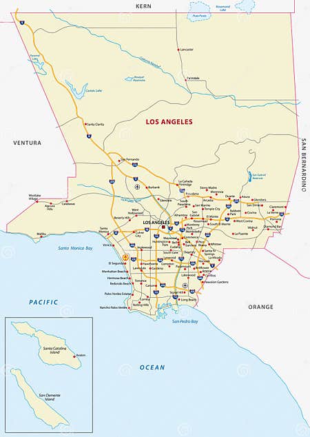 Los angeles county map stock vector. Illustration of ventura - 77790622