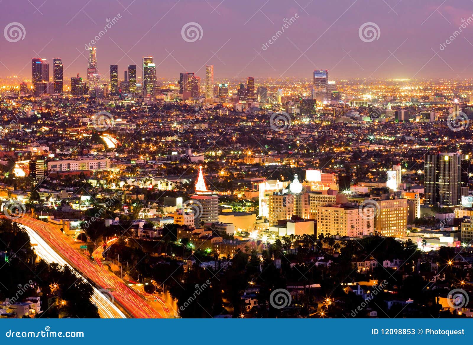 Los Angeles at night stock image. Image of evening, lights - 12098853