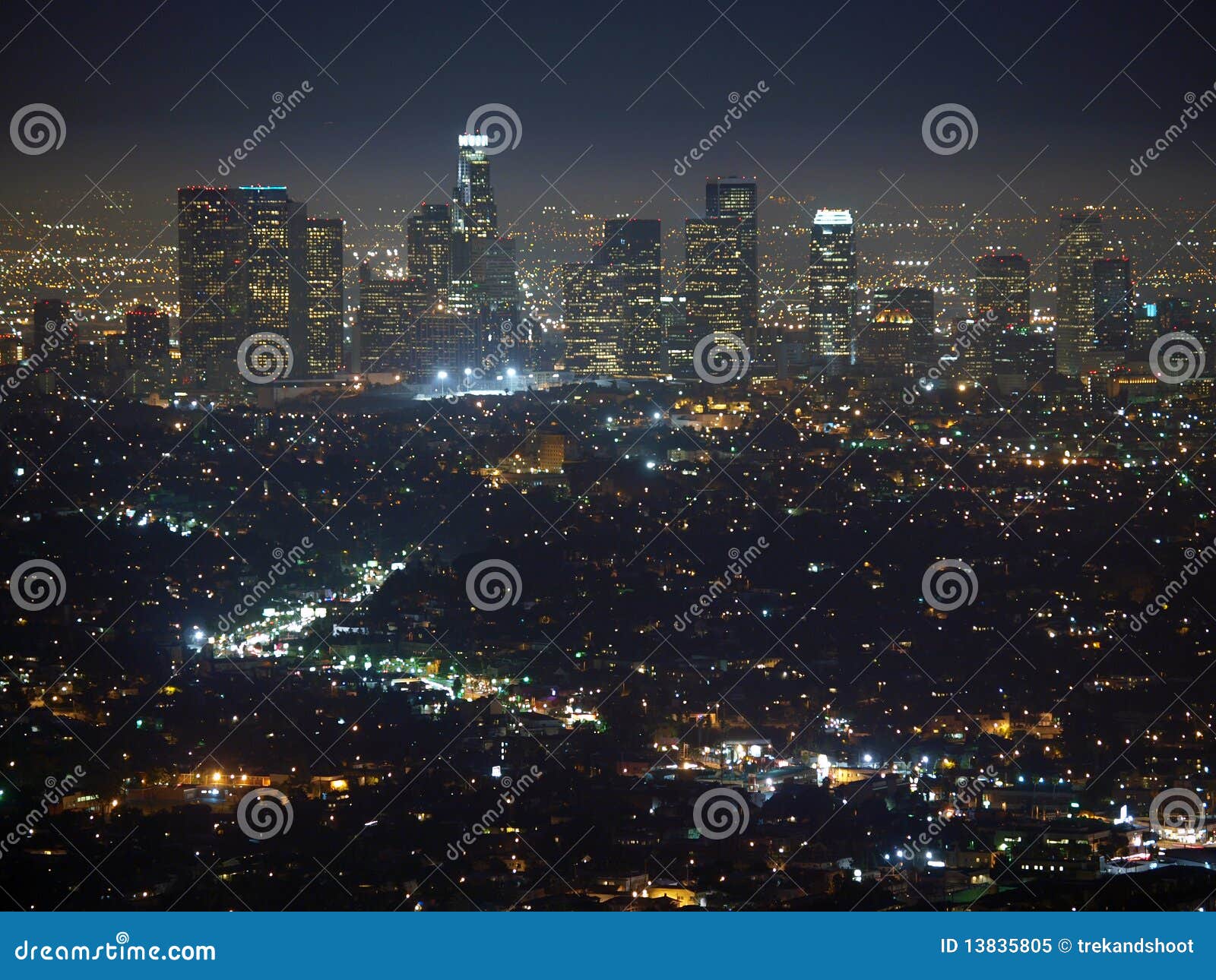 Los Angeles Night stock image. Image of downtown, overview - 13835805