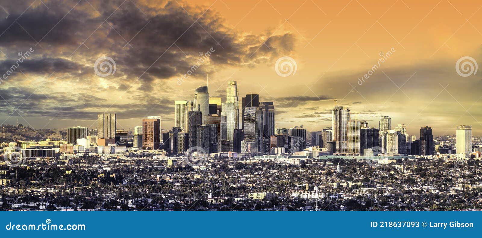 Los Angeles Skyline View California Stock Image - Image of modern ...