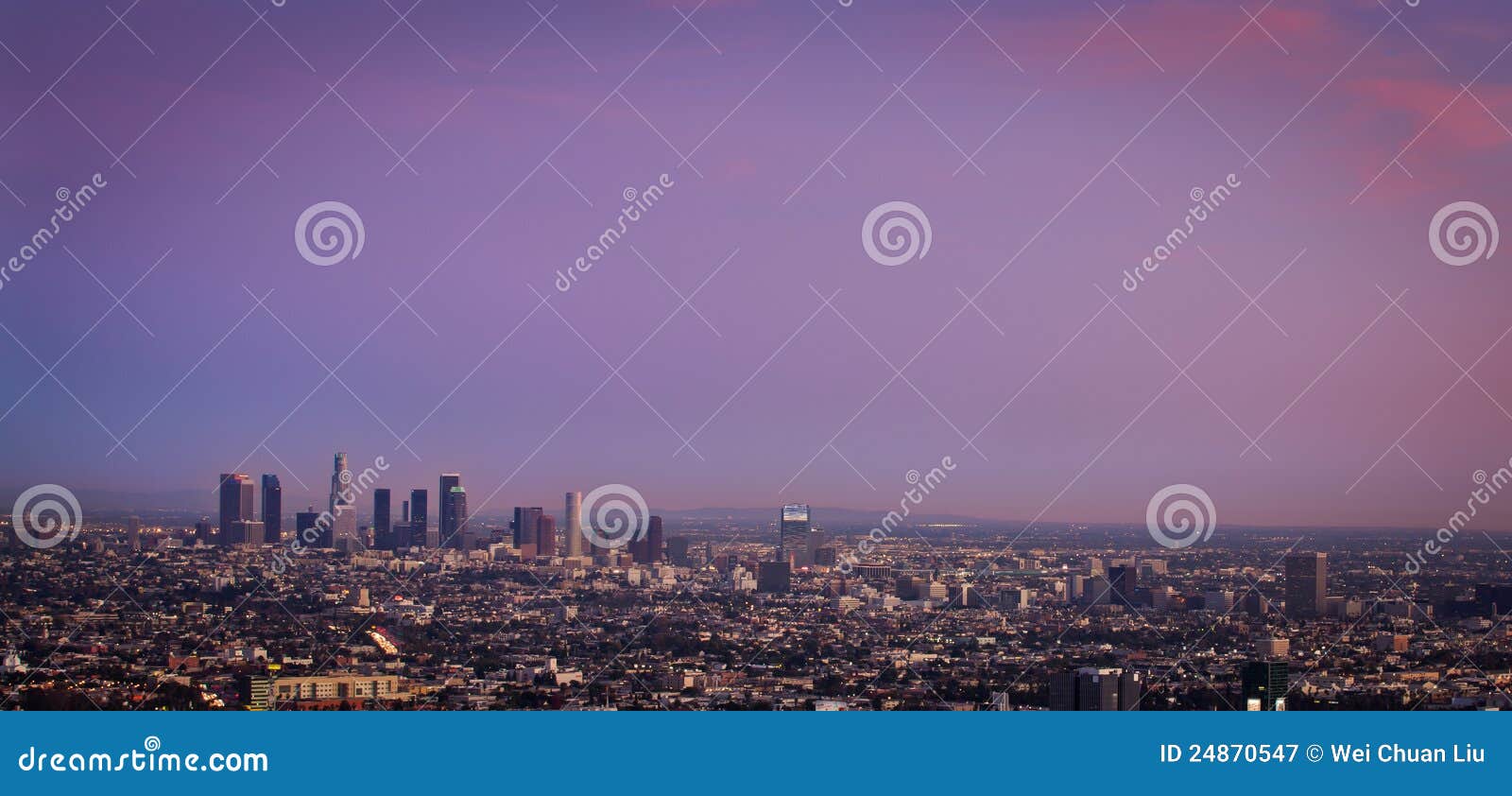 Los Angeles at sunset stock image. Image of skyscraper - 24870547