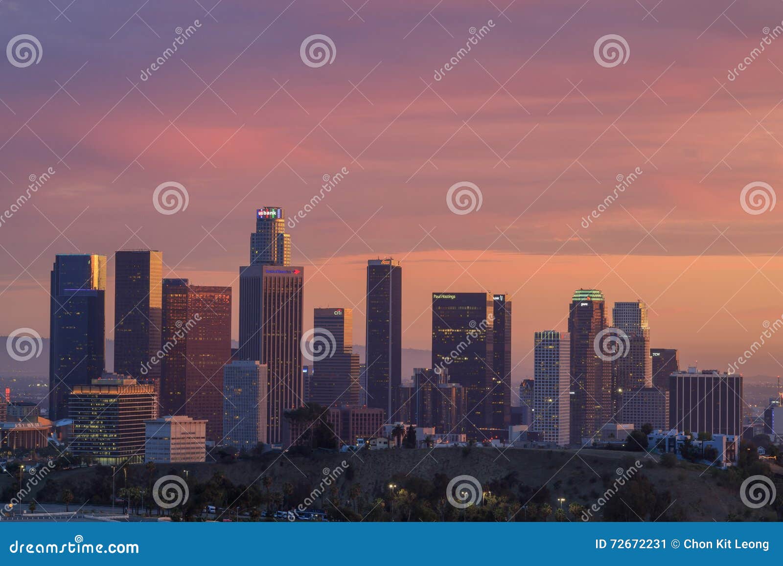 Los Angeles sunset view editorial photo. Image of urban - 72672231