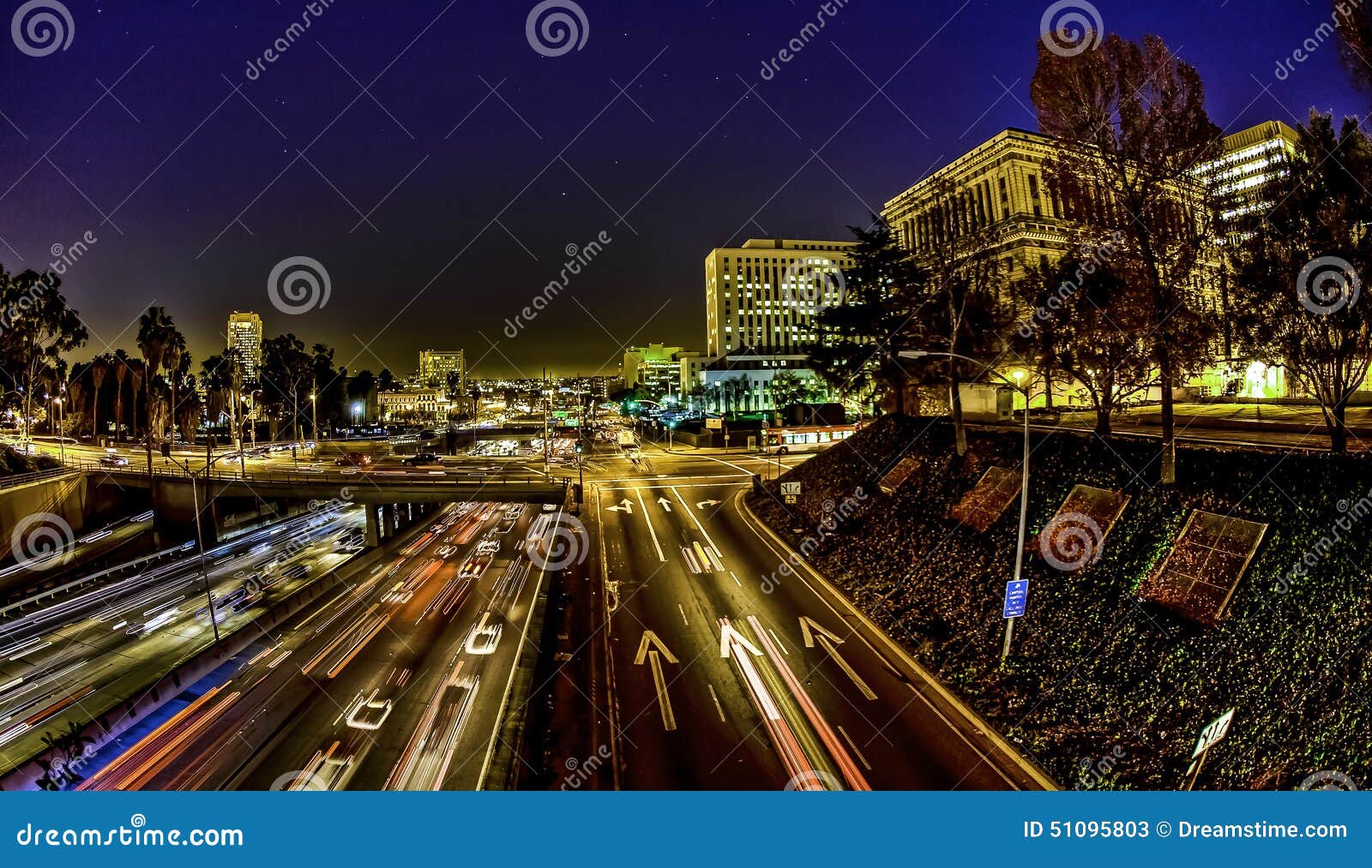 Los Angeles Traffic at Night Stock Image - Image of angeles, traffic ...