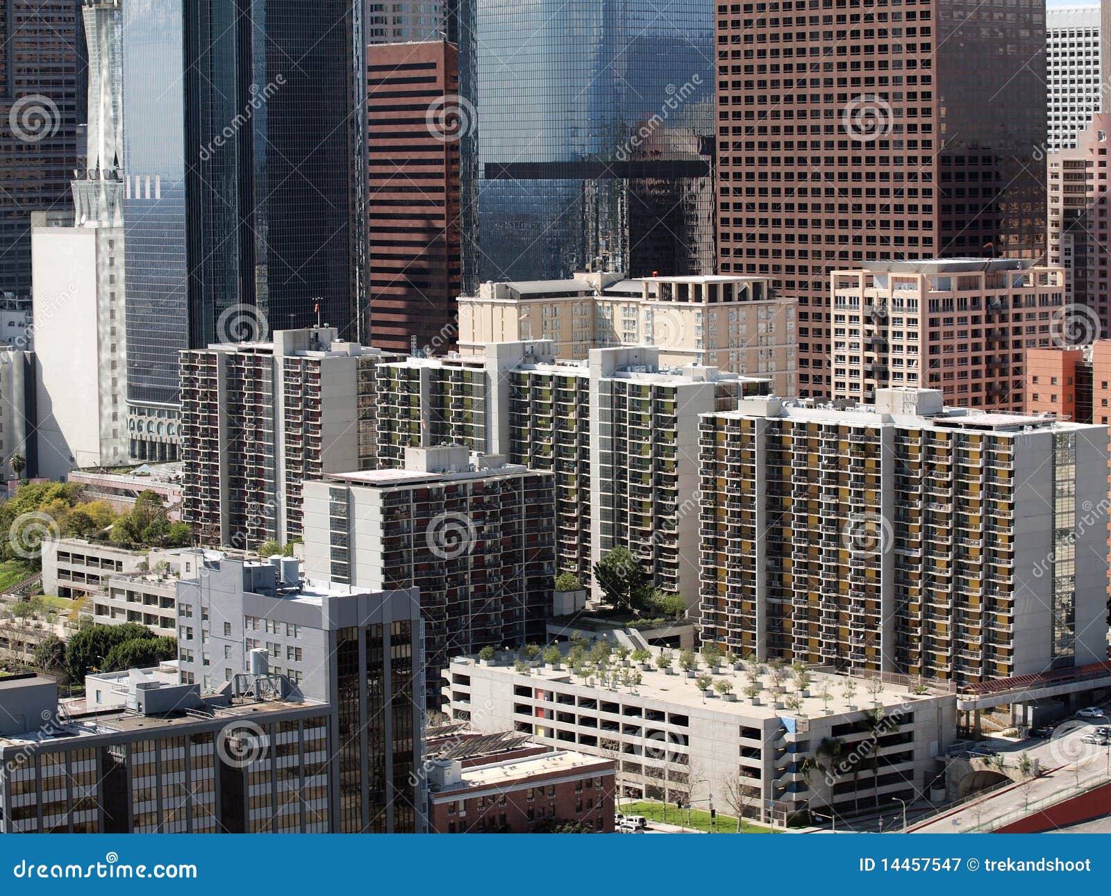 Los Angeles Urban Core stock image. Image of towers, view - 14457547