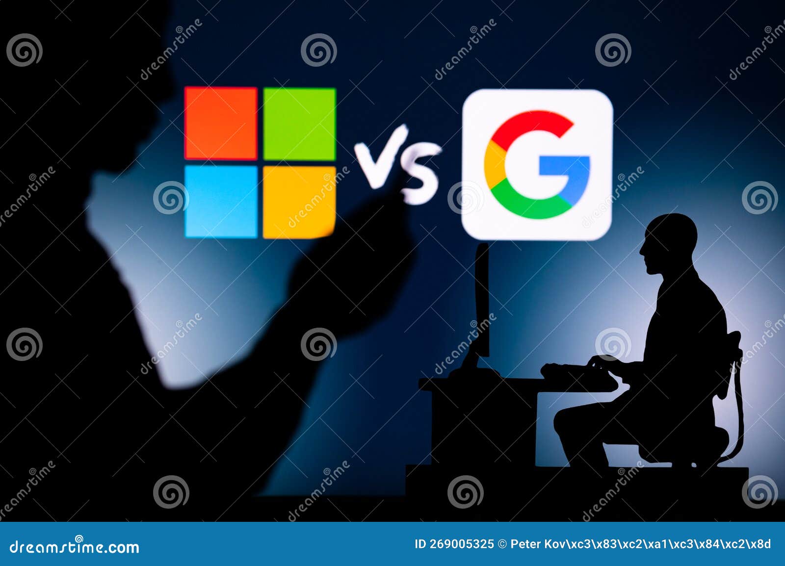 LOS ANGELES, USA, JANUARY 30, 2023: Microsoft Vs Google. Artificial ...