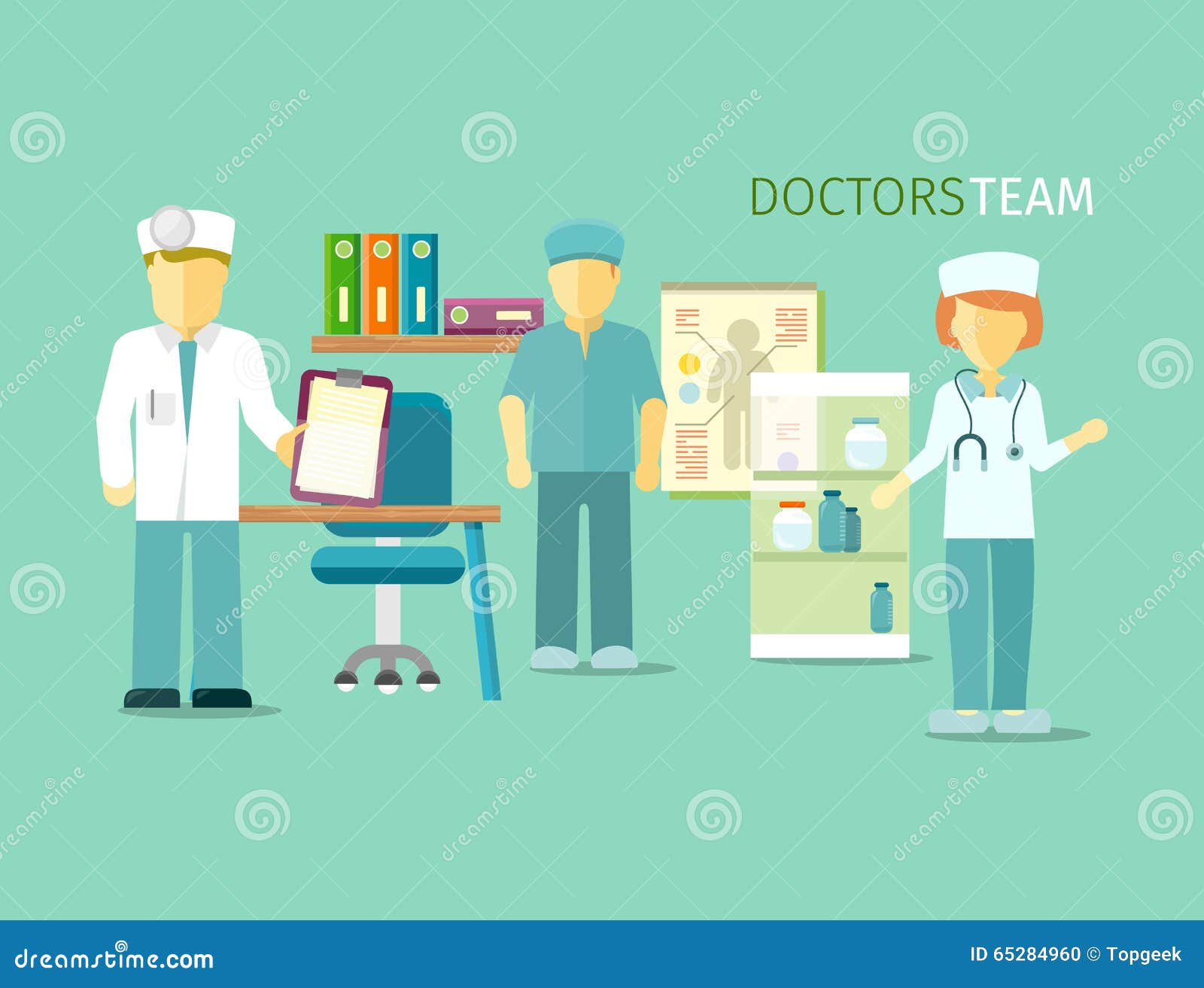 Los Doctores Team People Group Flat Style Ilustración del Vector ...