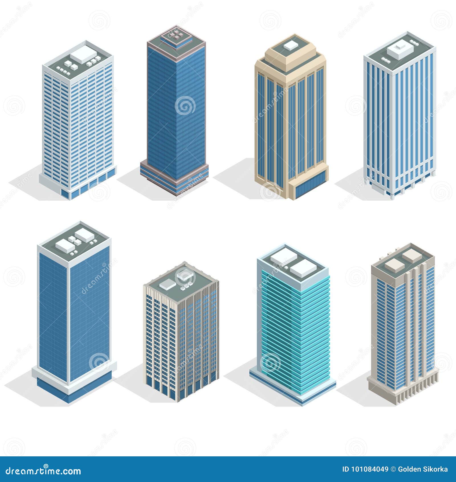 Los Edificios Y Las Casas Modernas De La Ciudad En Plano De Los Pisos 30-40 Isoleted Iconos Del ...