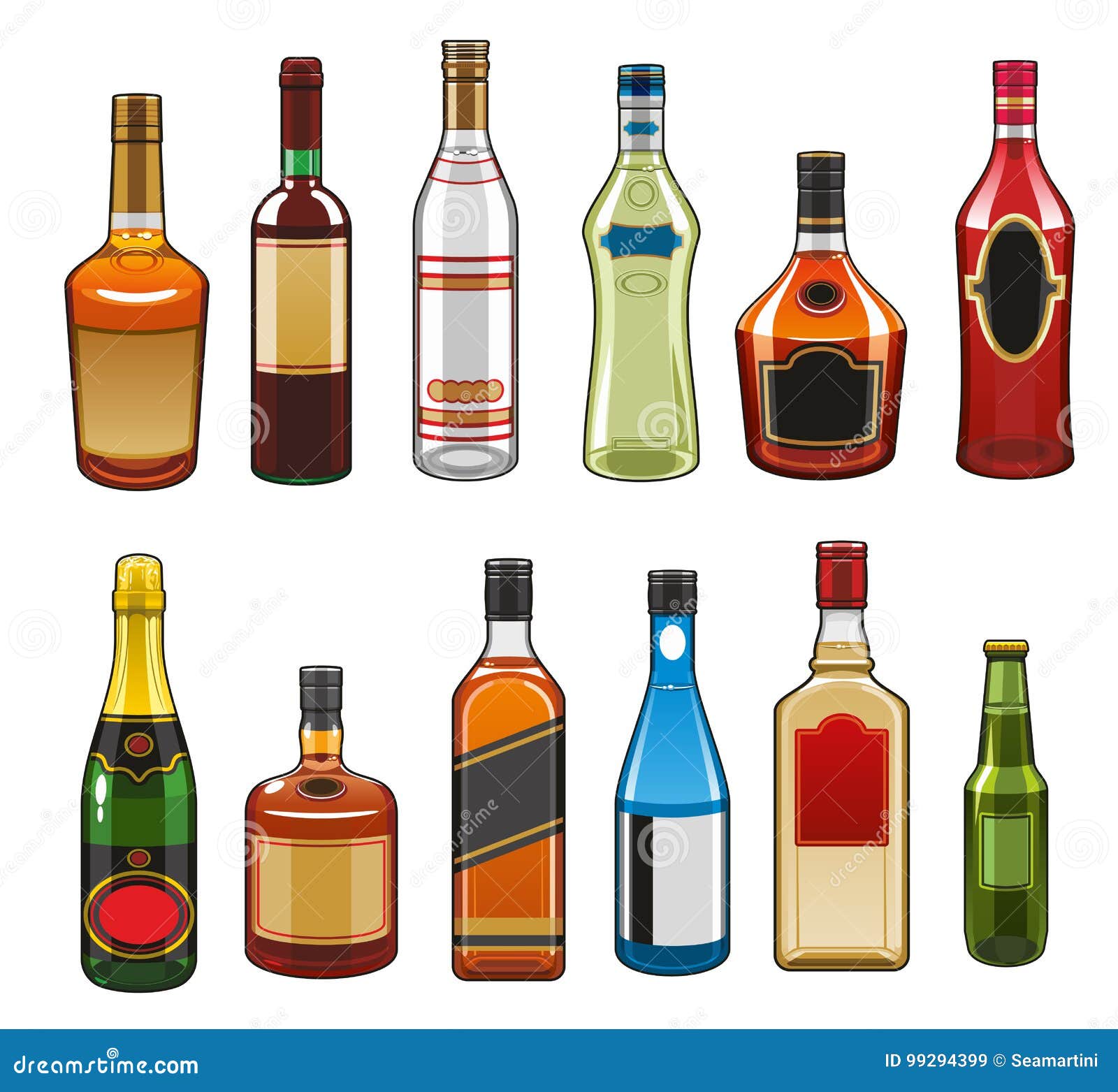 Los Iconos Del Vector Del Alcohol Beben Las Botellas Ilustración del ...