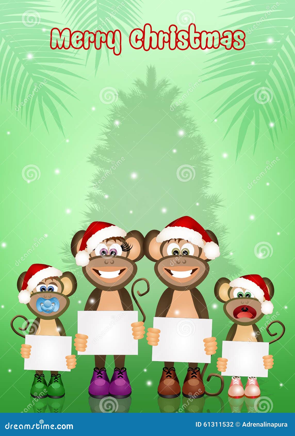 Los Monos Celebran La Navidad Stock de ilustración - Ilustración de ...