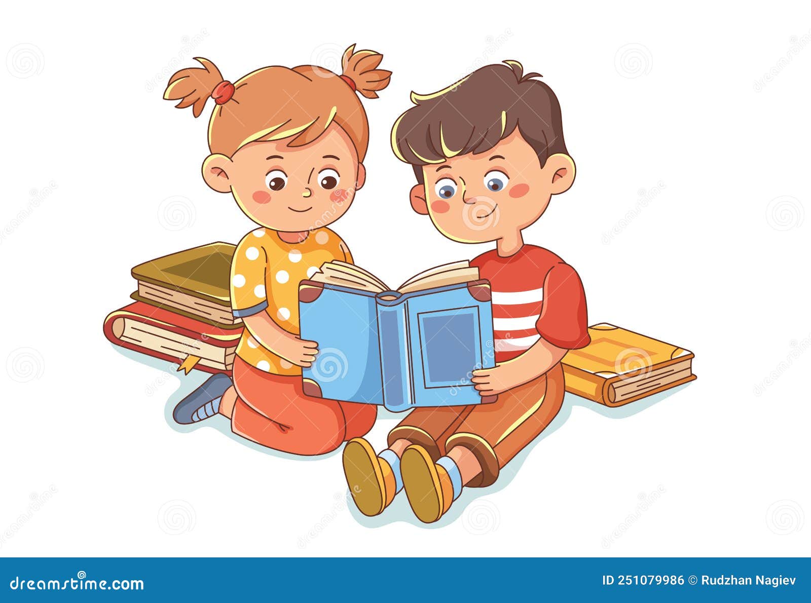Los Niños Aprenden De Los Libros Stock De Ilustración Ilustración De Magia Lindo 251079986