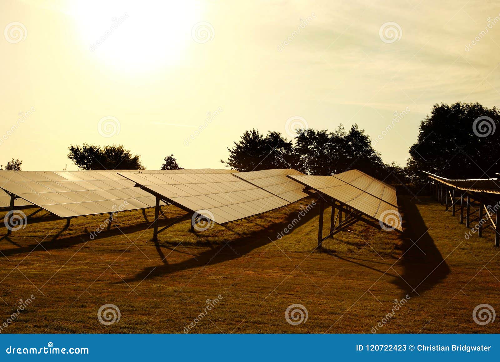 Los Paneles Solares Cultivan En Un Campo En El Campo Imagen de archivo ...