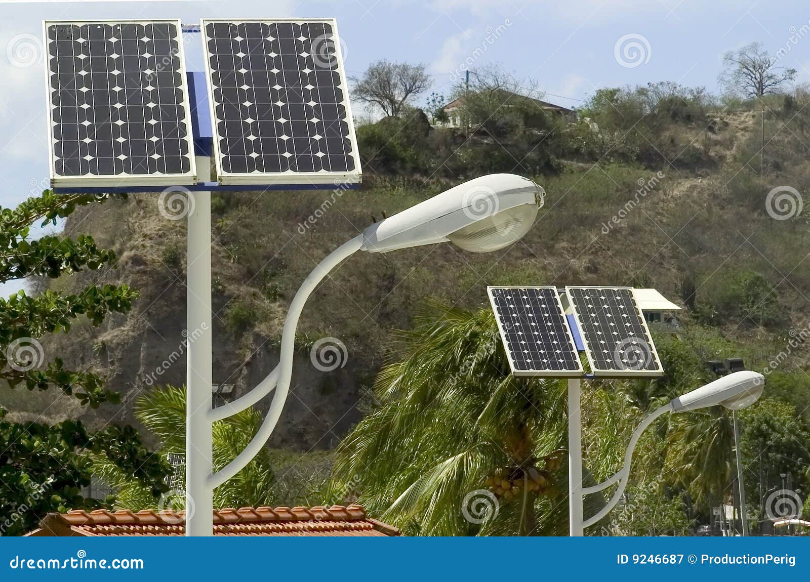 Los Paneles Solares Y Luces Imagen de archivo - Imagen de placa ...