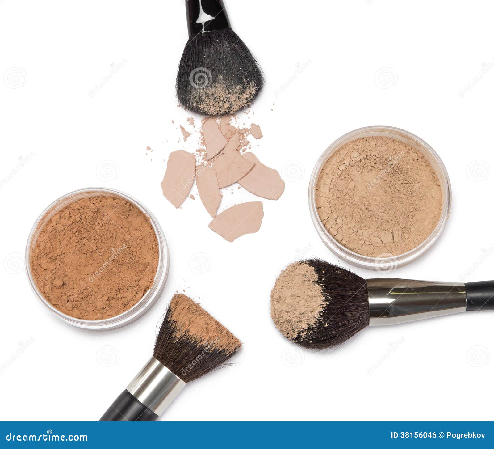 Los Poeder En Compact Poeder Met Make-upborstels Stock Foto - Image of ...