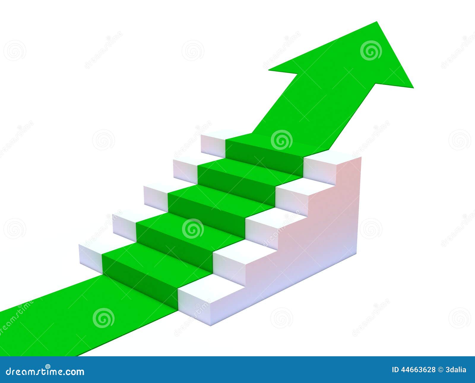 Los Puntos De La Flecha Del Verde 3d Suben Pasos Stock de ilustración ...