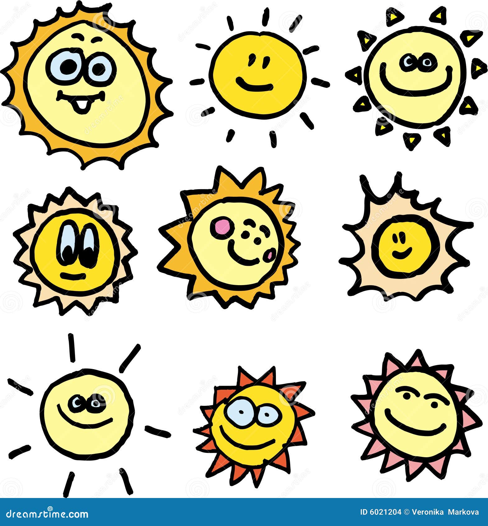 Los Soles Vector El Conjunto Ilustración del Vector - Ilustración de ...