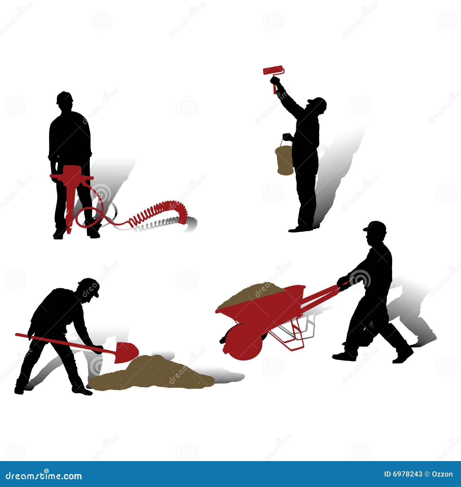 Los Trabajadores Vector El Conjunto Ilustración del Vector ...