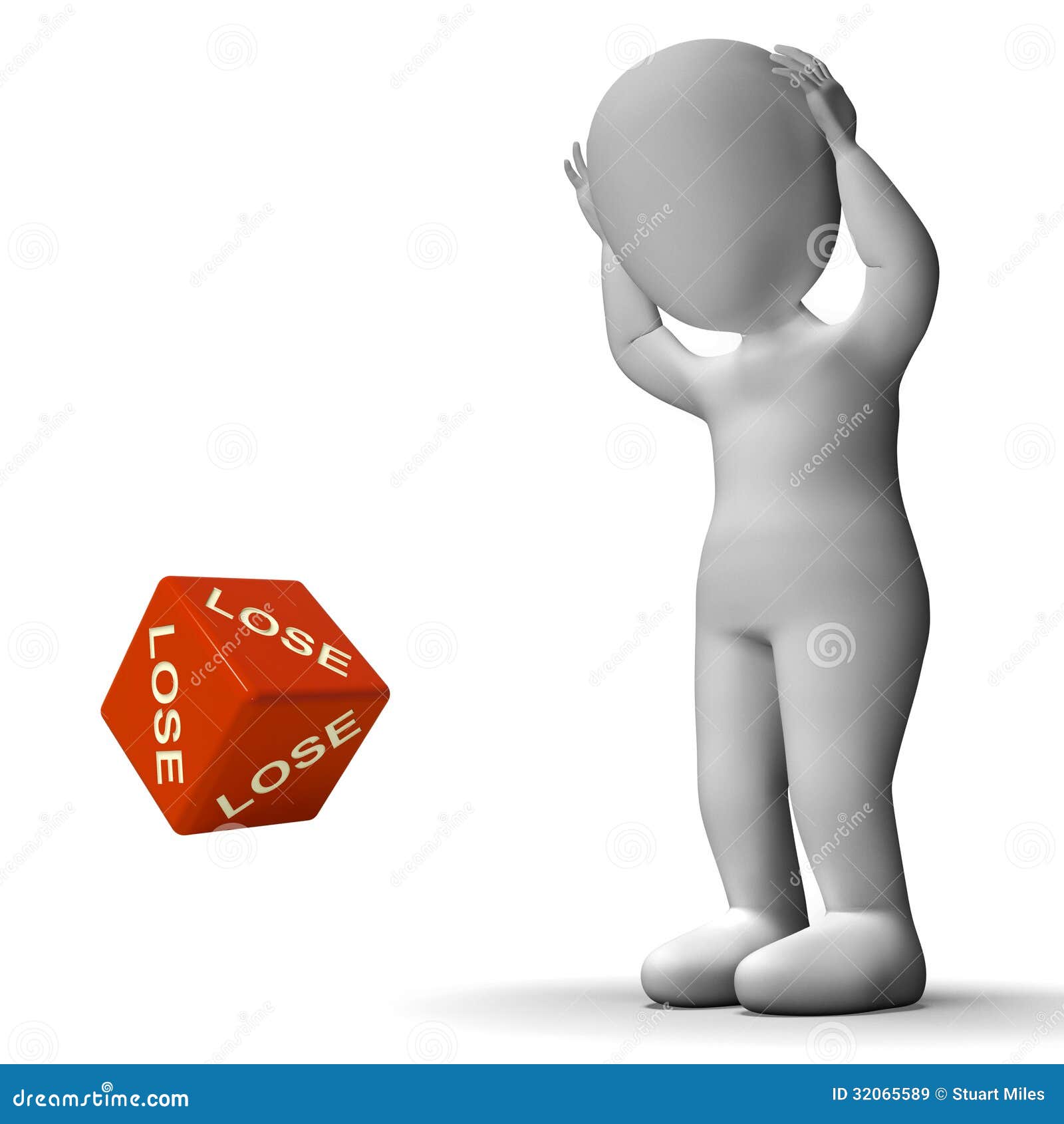 Lose Dice Representing Defeat Failure and Loss Stock Illustration ...