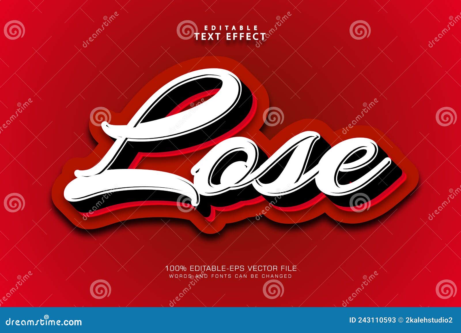 Lose Editable Text Effect 3 Dimension Emboss Modern Style Stock Vector ...