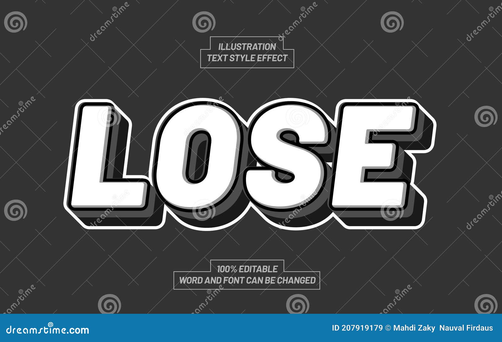 Lose White Text Style Effect Stock Vector - Illustration of frame ...