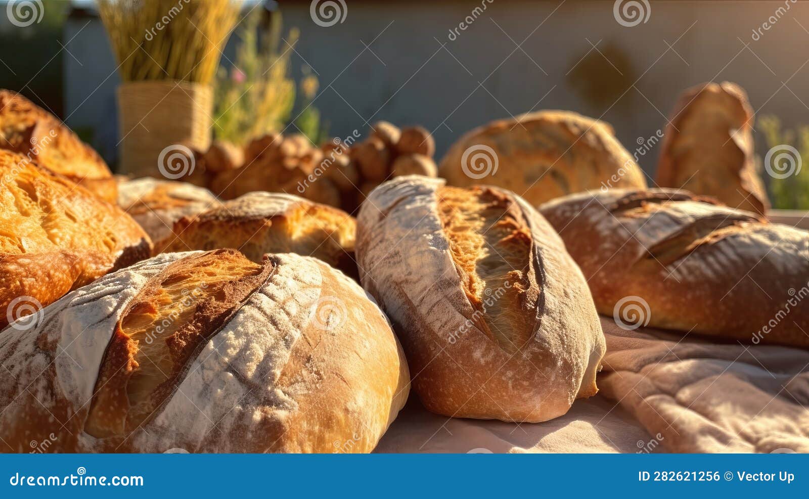 Lose-up Freshly Baked Bread at Bakery. Generative AI. Stock ...