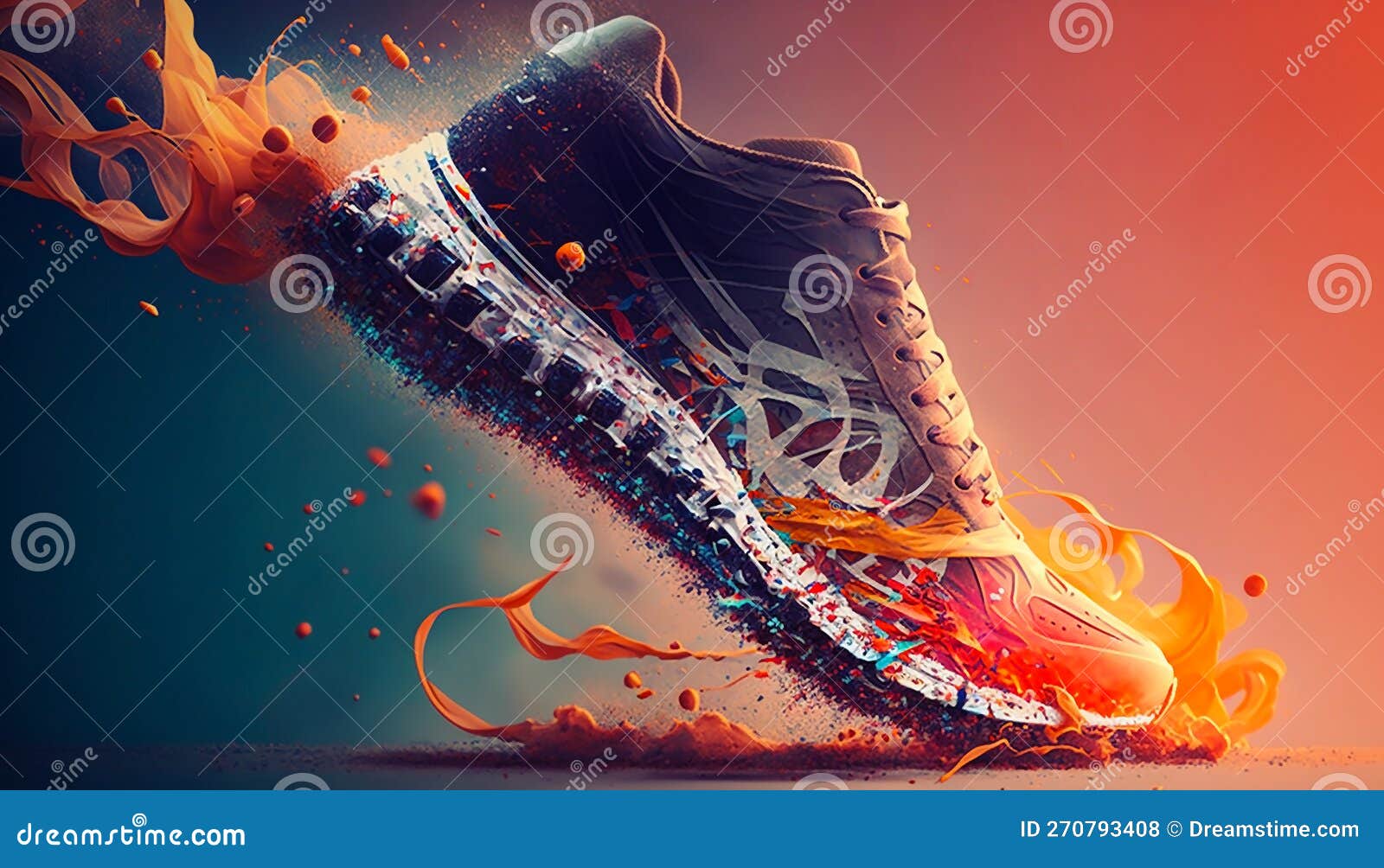 Illustration Of The Leg And Sneaker Clad Foot Of A Woman In A Living ...