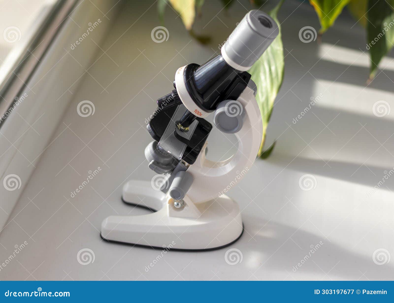 Close Up Shot of the Microscope on the Window. Science Stock Image ...