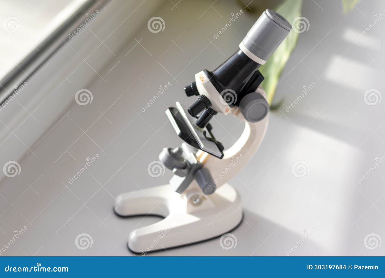 Close Up Shot of the Microscope on the Window. Science Stock Photo ...