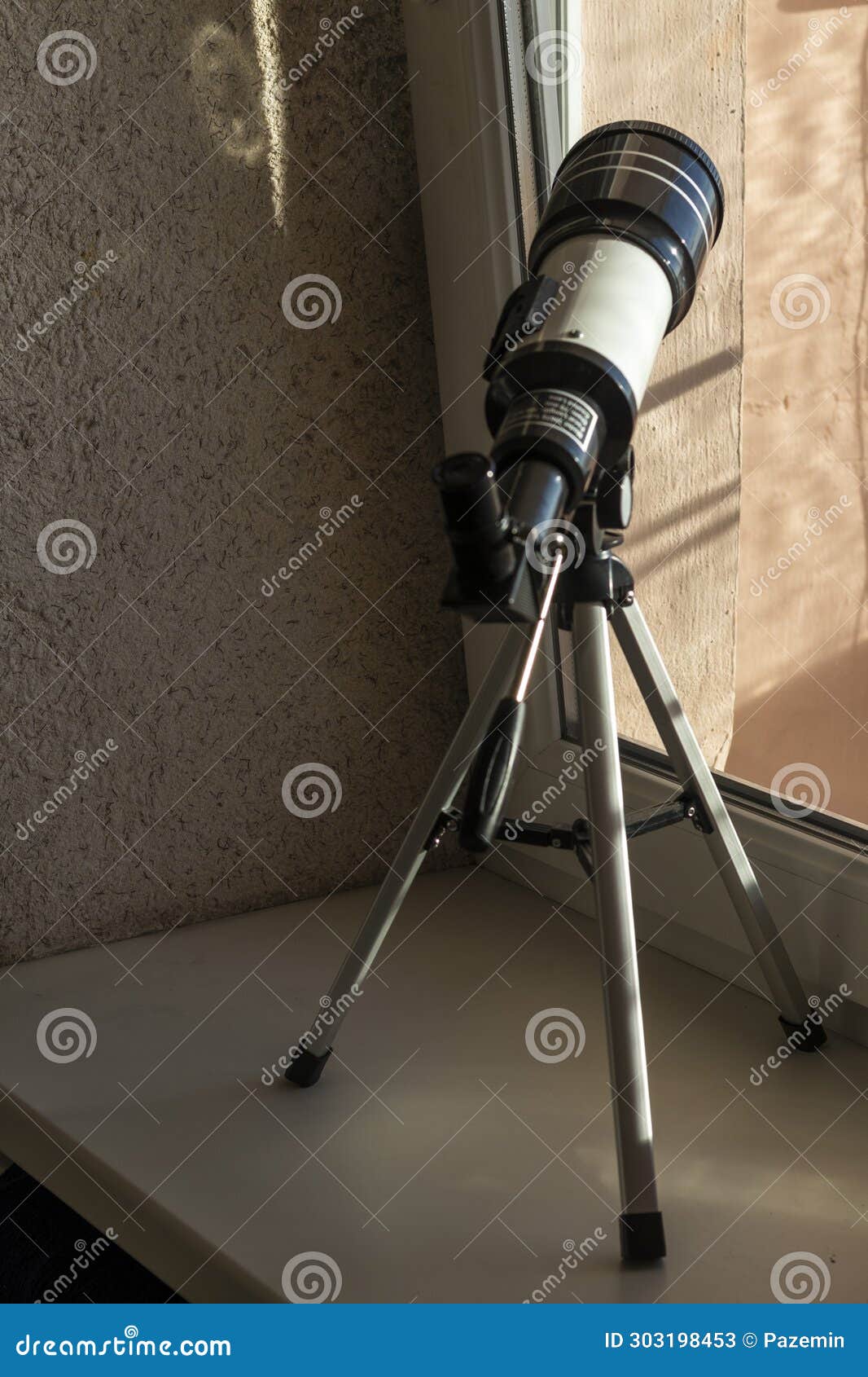 Lose Up Shot of the Telescope on the Window. Science Editorial Stock ...