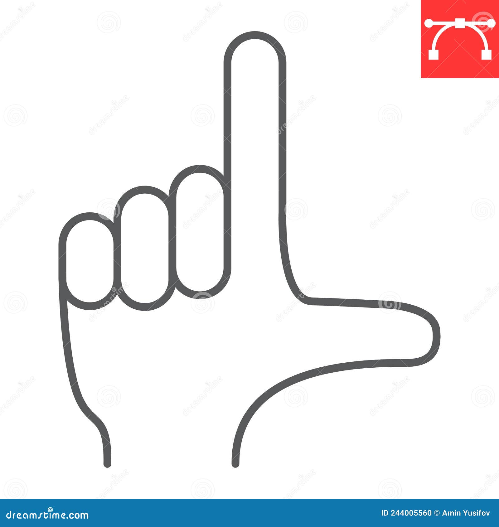 Loser gesture line icon stock vector. Illustration of pointing - 244005560