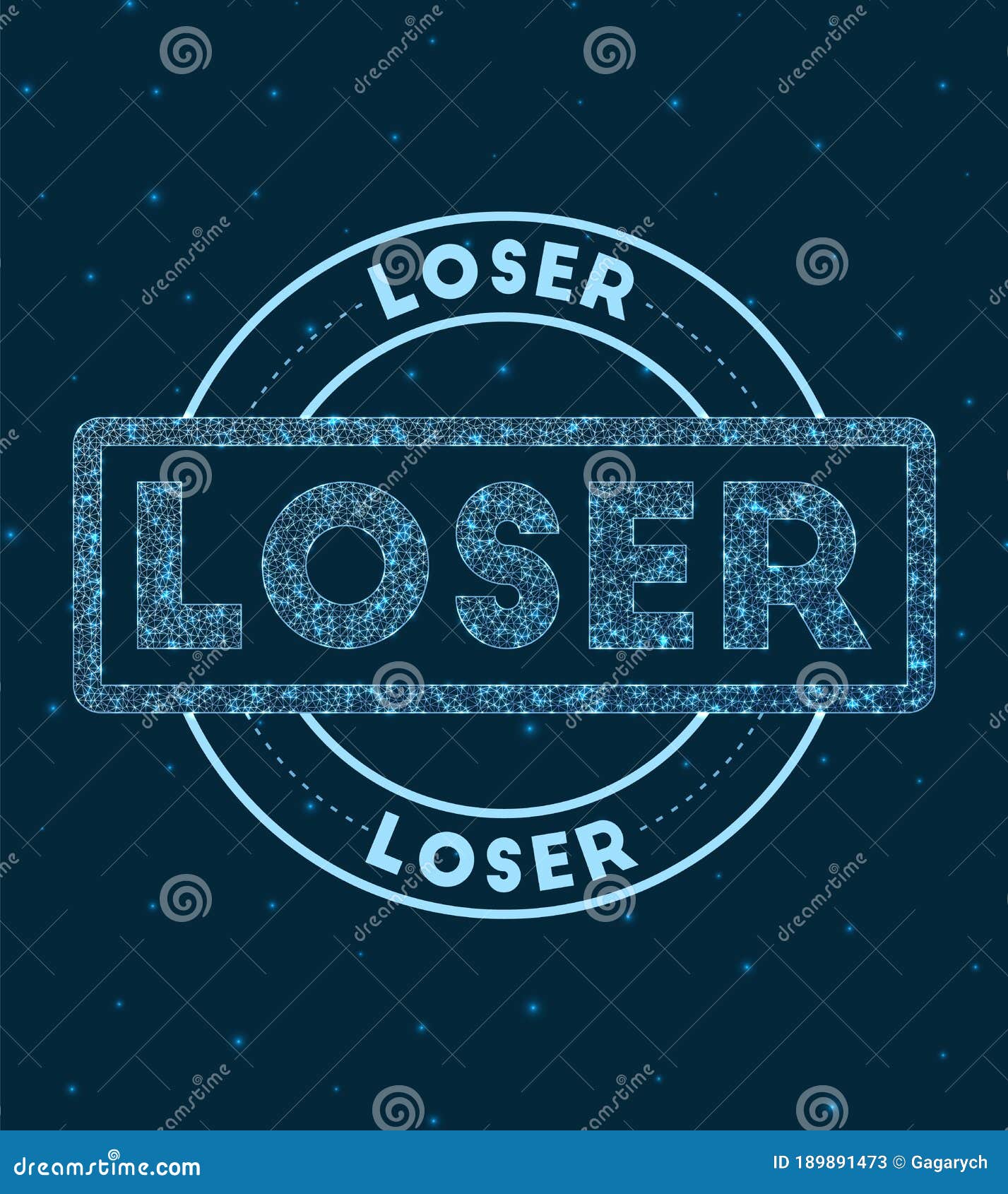Loser. Glowing round badge stock vector. Illustration of blue - 189891473