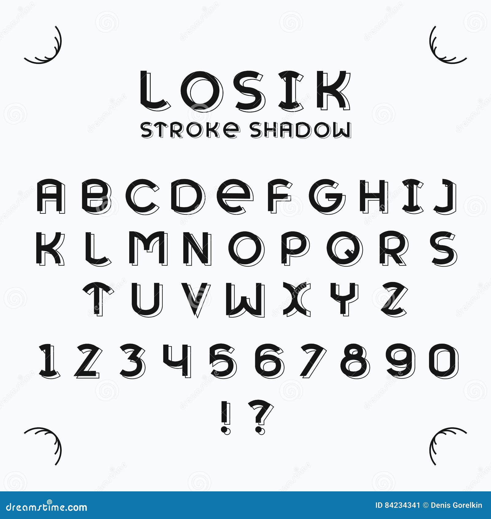 Losik Shadow Stroke Font. Cartoon Vector | CartoonDealer.com #84236921