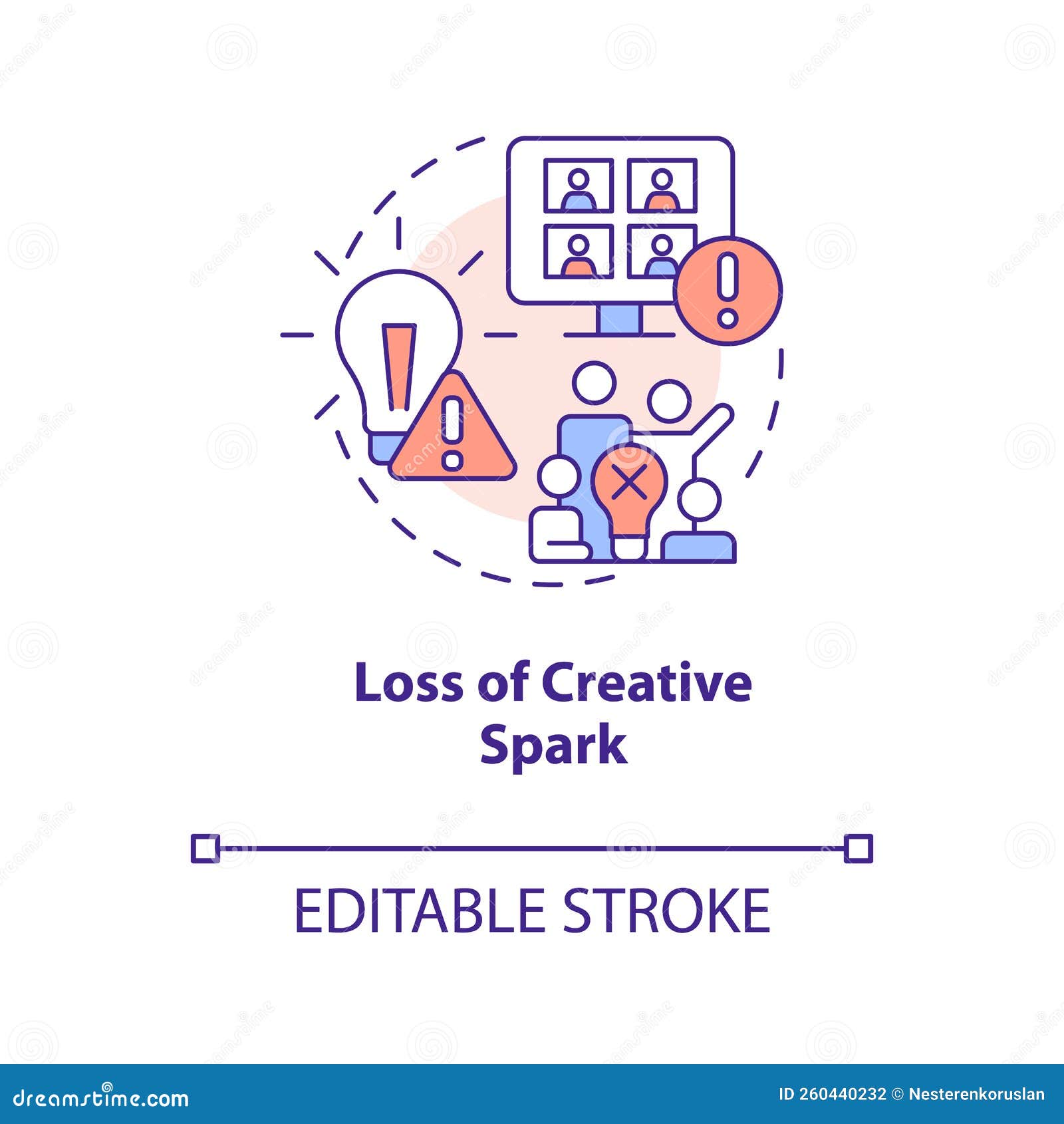 Loss of Creative Spark Concept Icon Stock Vector - Illustration of line ...