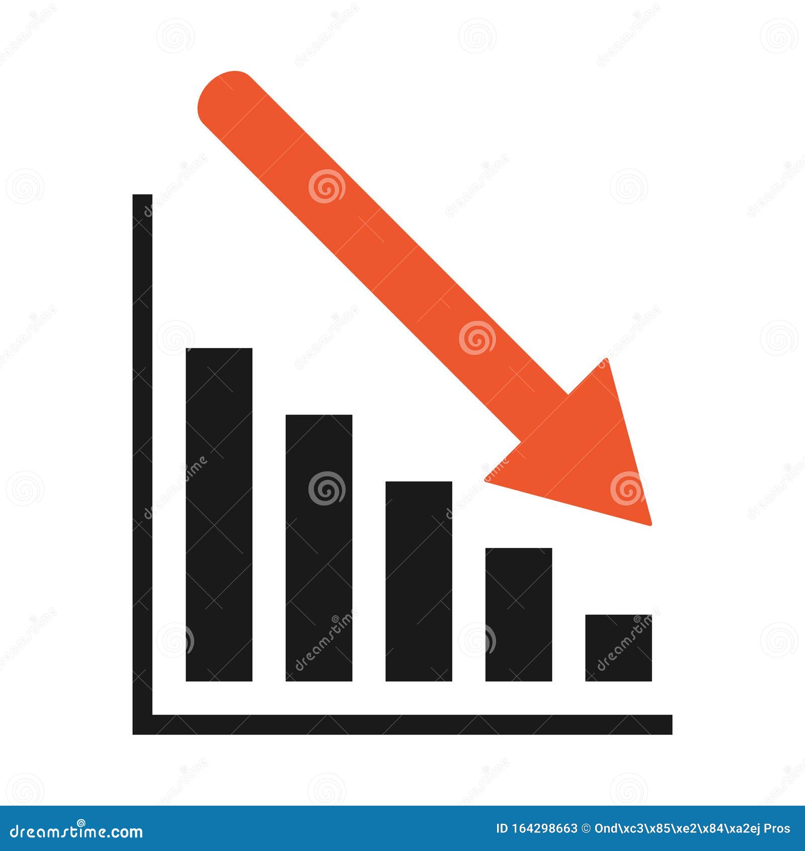 Loss, Fall Economic Symbol, Flat Modern Icon, Isolated on White ...