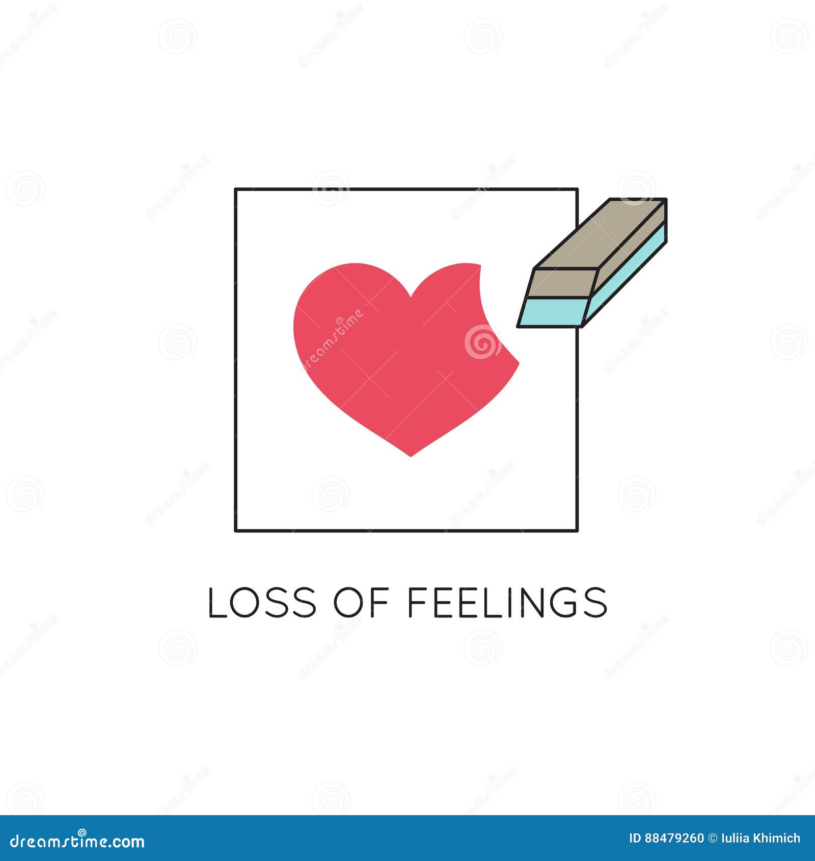 Loss of feelings line icon stock vector. Illustration of indifference ...