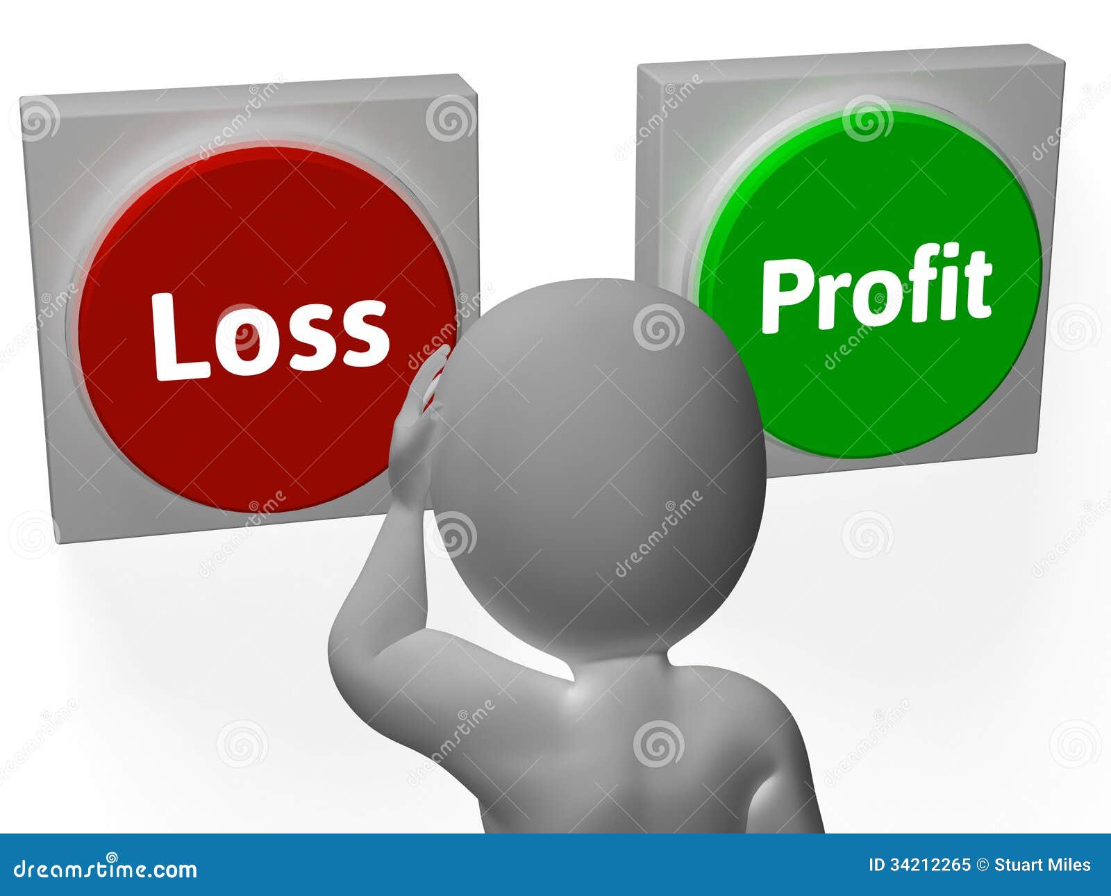 Loss Profit Buttons Show Deficit or Return Stock Illustration ...