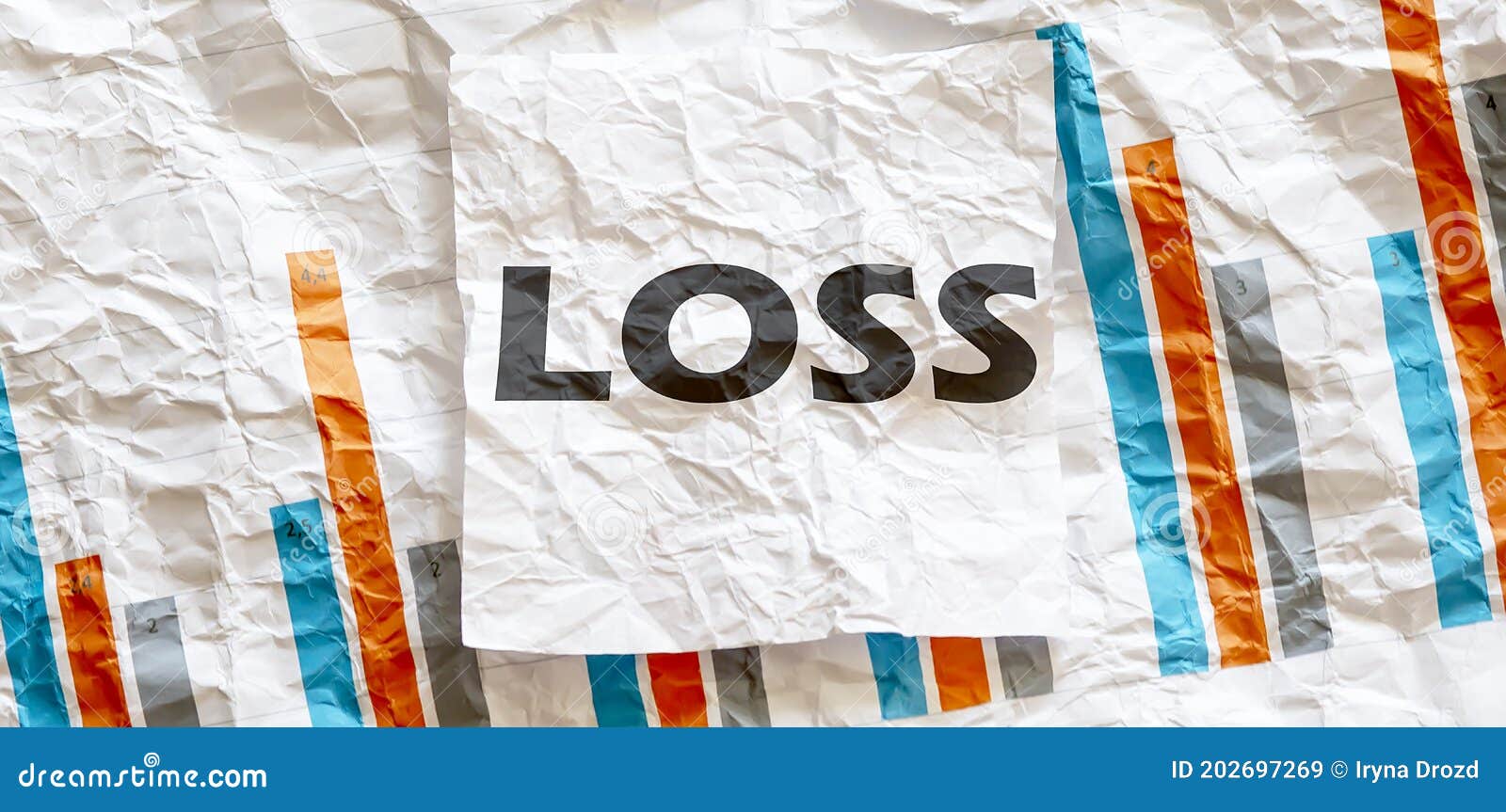 LOSS Word Text on the White Memo Note Crupled Sticker on Chart ...