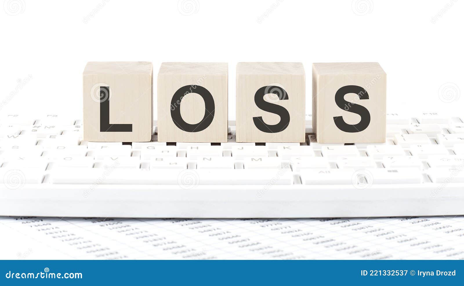 LOSS -word Wooden Block On The Keyboard Background Witn Chart Stock ...