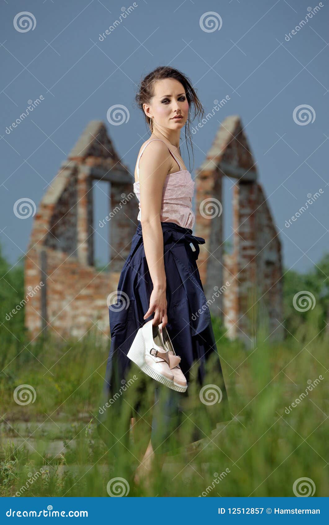 Lost Beautiful Lady on a Desolate Place Stock Image - Image of ...