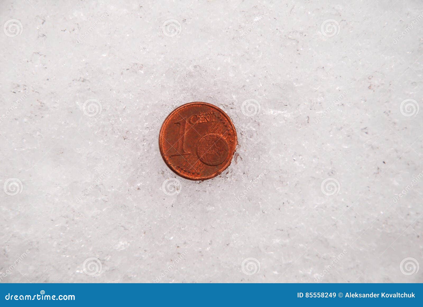 Lost coins on a snow stock image. Image of sign, snow - 85558249