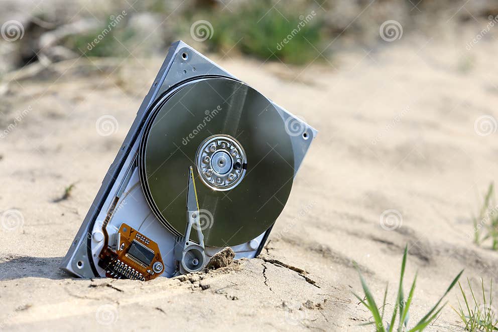 Lost Computer Hardrive in Sand Stock Photo - Image of missing, computer ...
