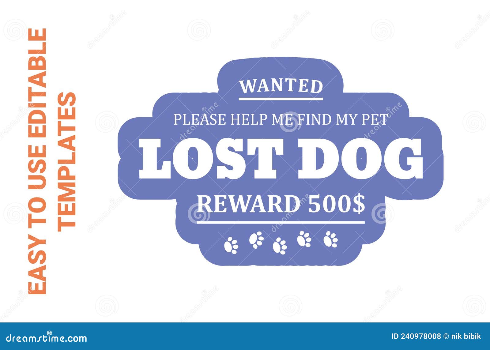 Lost Dog Sticker Design, Element about Missing Pet Stock Vector ...