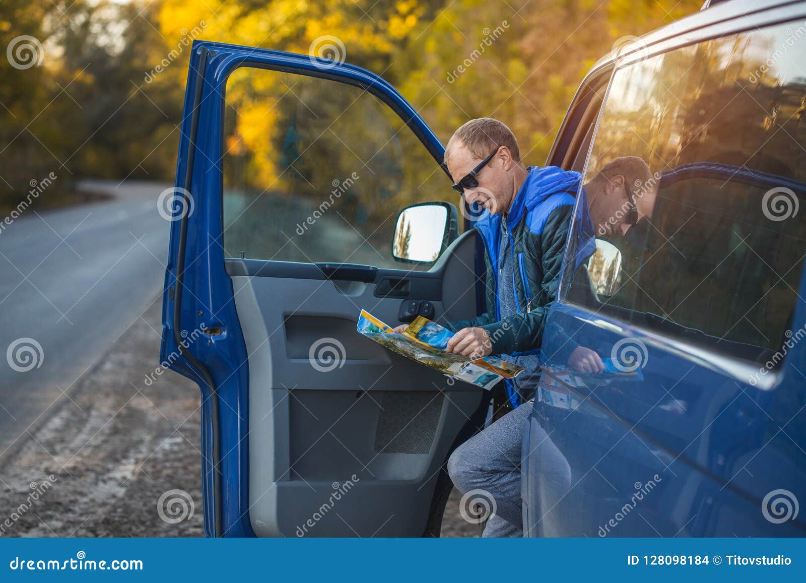 Lost Driver Looking for a Way on the Map Stock Photo - Image of nature ...