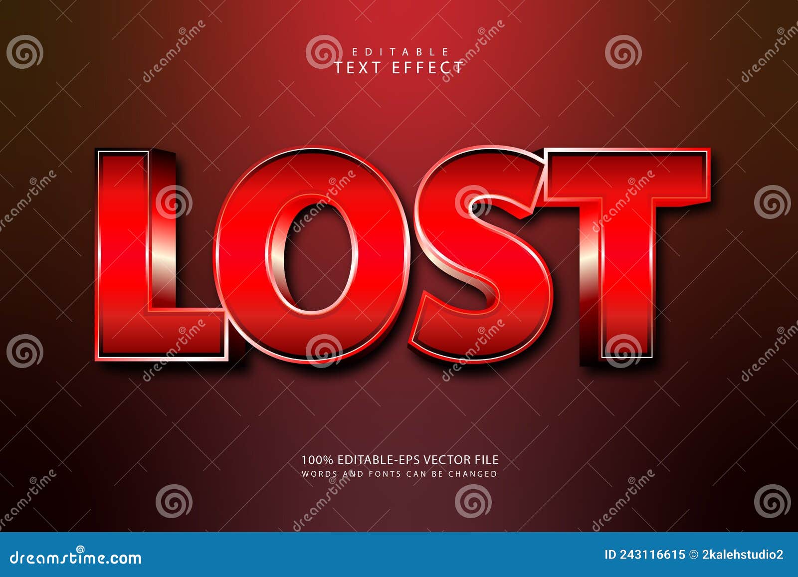 Lost Editable Text Effect 3 Dimension Emboss Modern Style Stock Vector ...