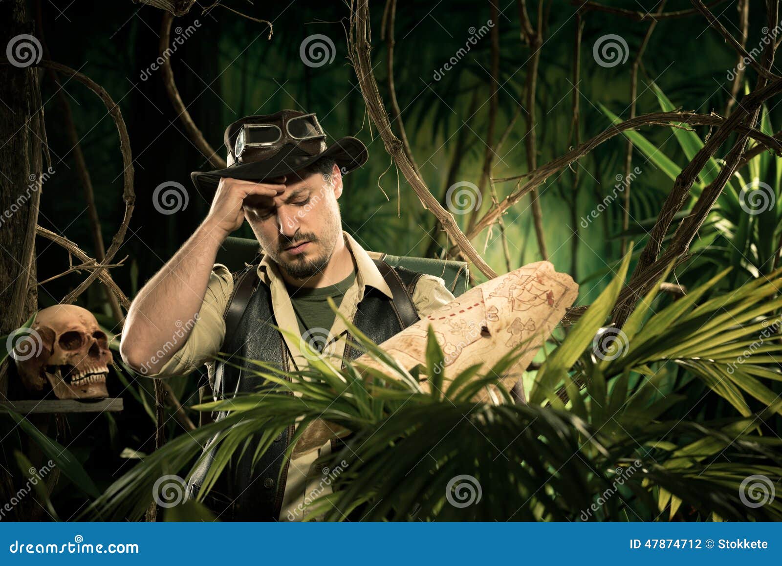 Lost Explorer Examining A Map Stock Photography | CartoonDealer.com ...