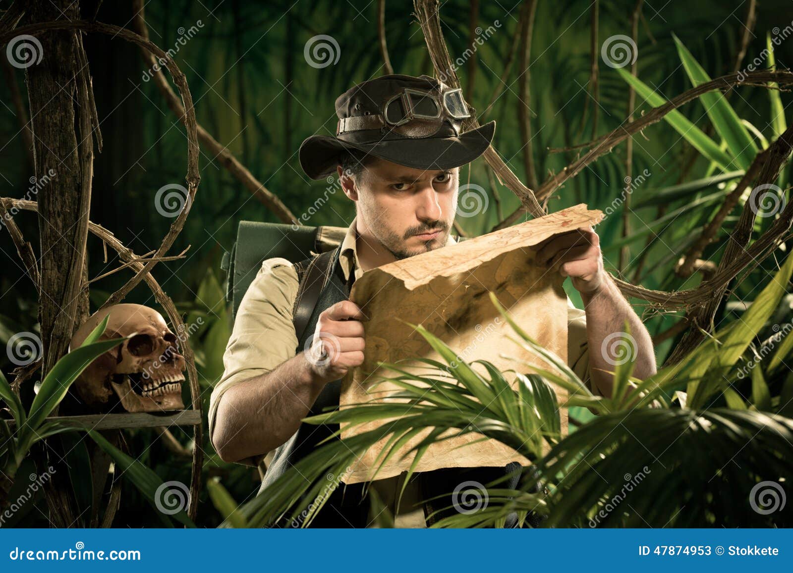 Lost Explorer Examining A Map Royalty-Free Stock Image | CartoonDealer ...