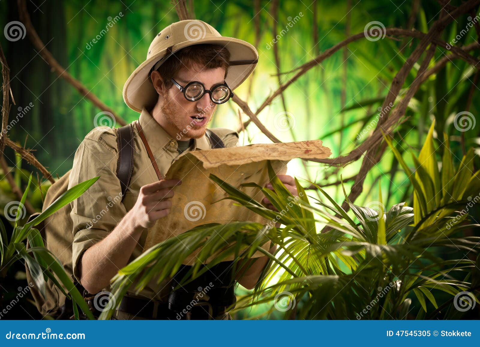 Lost Explorer Examining A Map Stock Photography | CartoonDealer.com ...