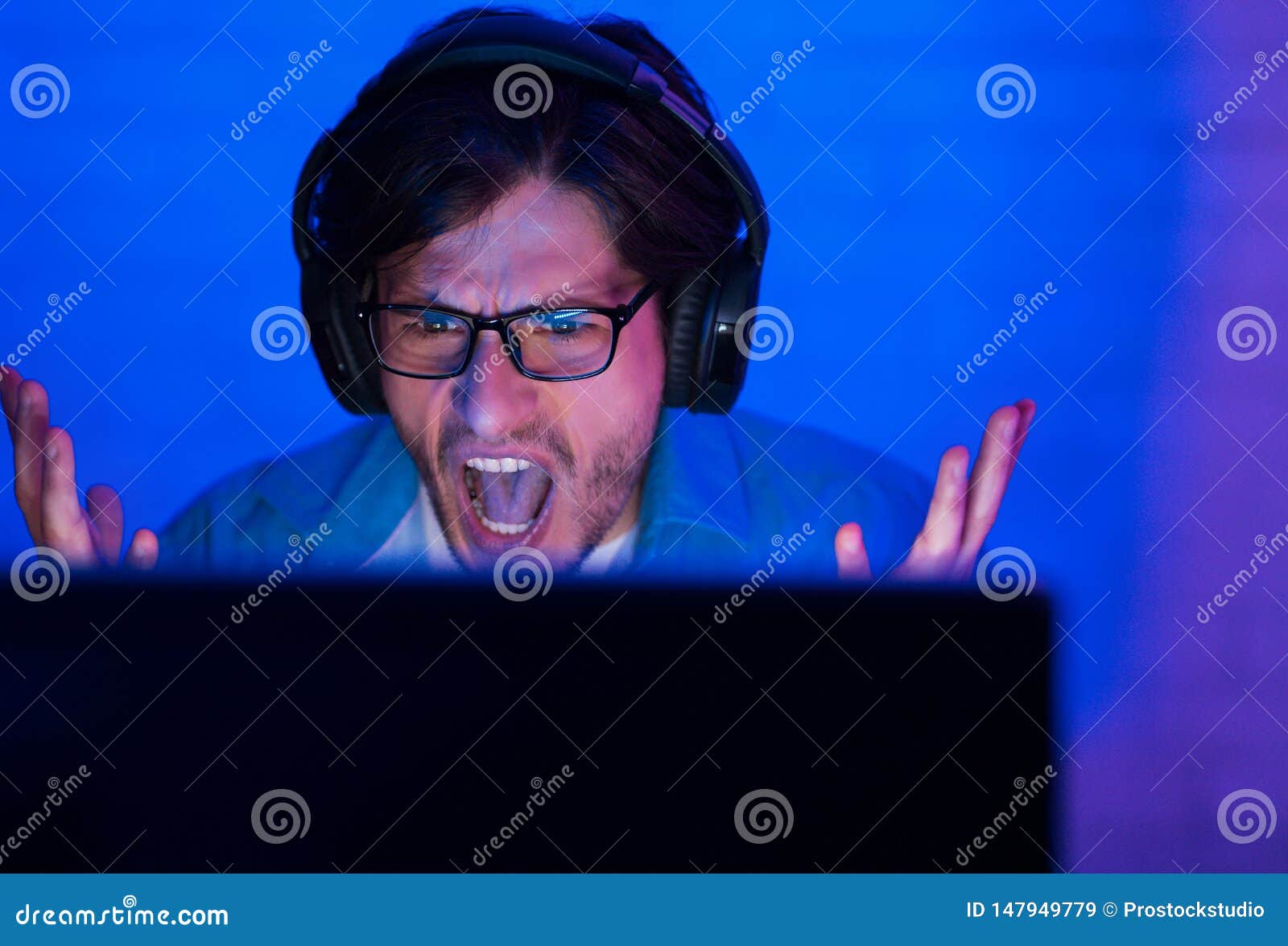 Lost Game. Angry Gamer or Streamer Playing Online Stock Image - Image ...
